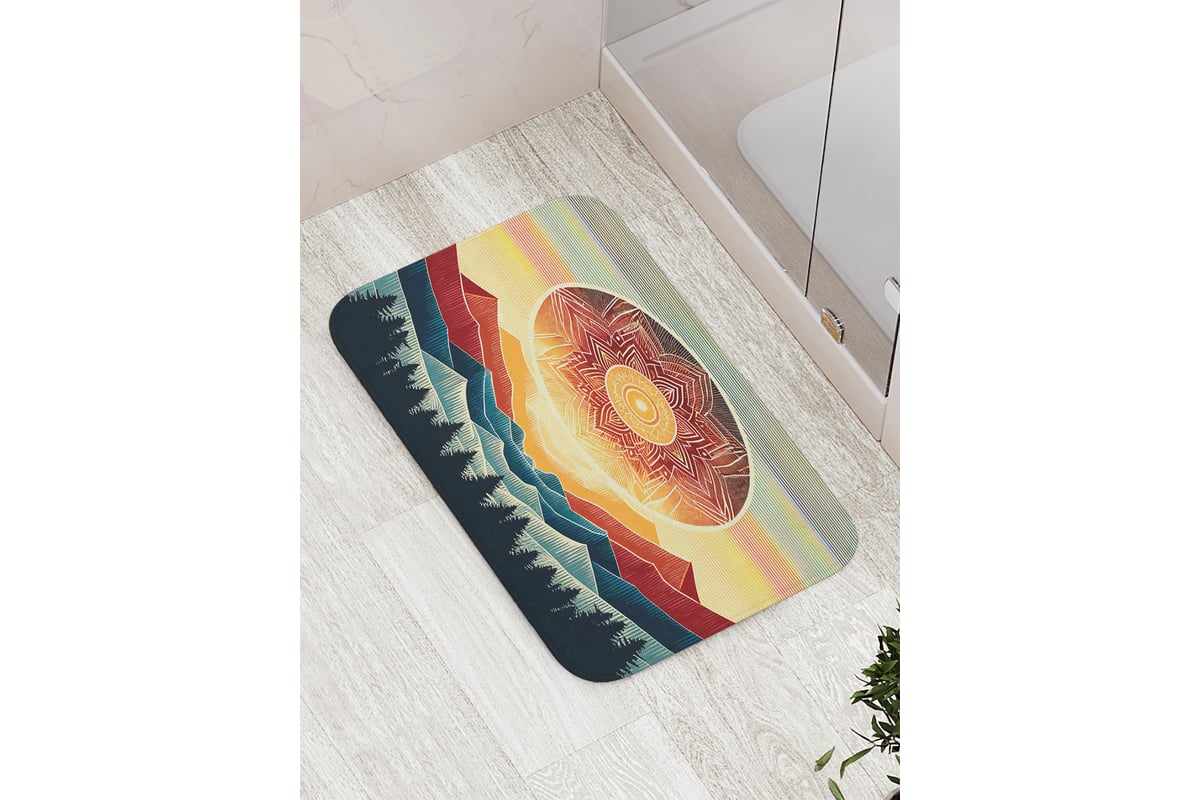 Коврик для ванной комнаты и туалета противоскользящий JoyArty "Лотос над горами" 52x77 см bath ...