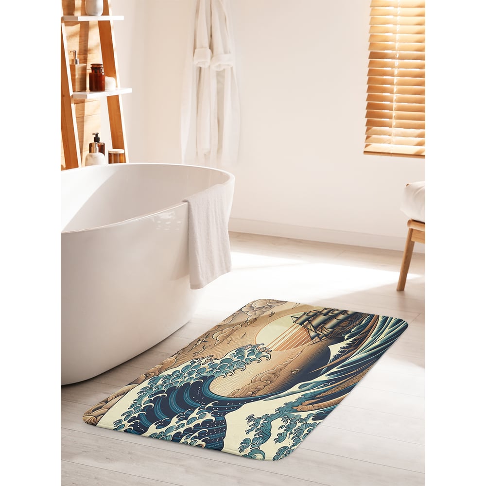 Коврик для ванной комнаты и туалета противоскользящий JoyArty "Корабль на закате" 60x100 см bath ...