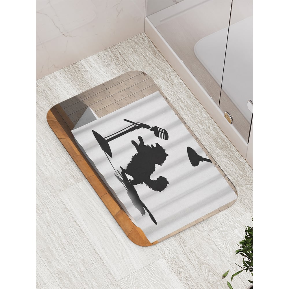 Коврик для ванной комнаты и туалета противоскользящий JoyArty "Кот поет" 52x77 см bath_sd3548 ...