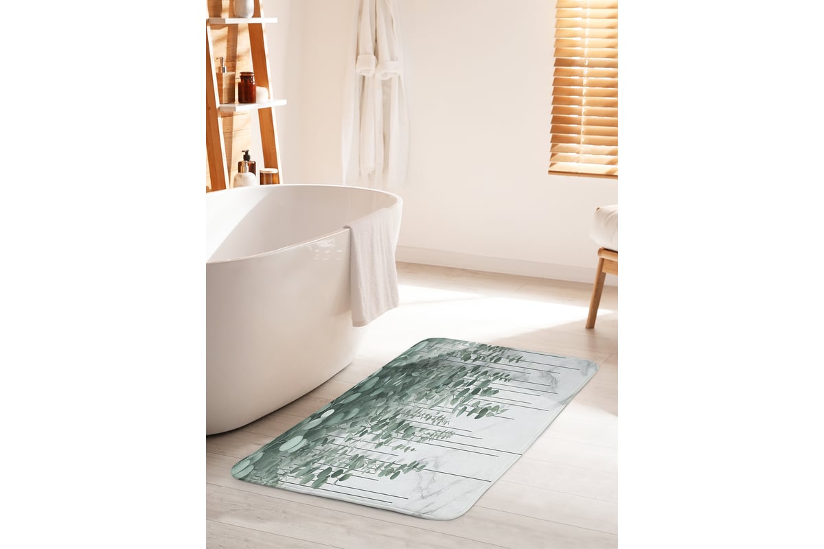 Коврик для ванной комнаты и туалета противоскользящий JoyArty "Мраморный эвкалипт" 60x100 см ...