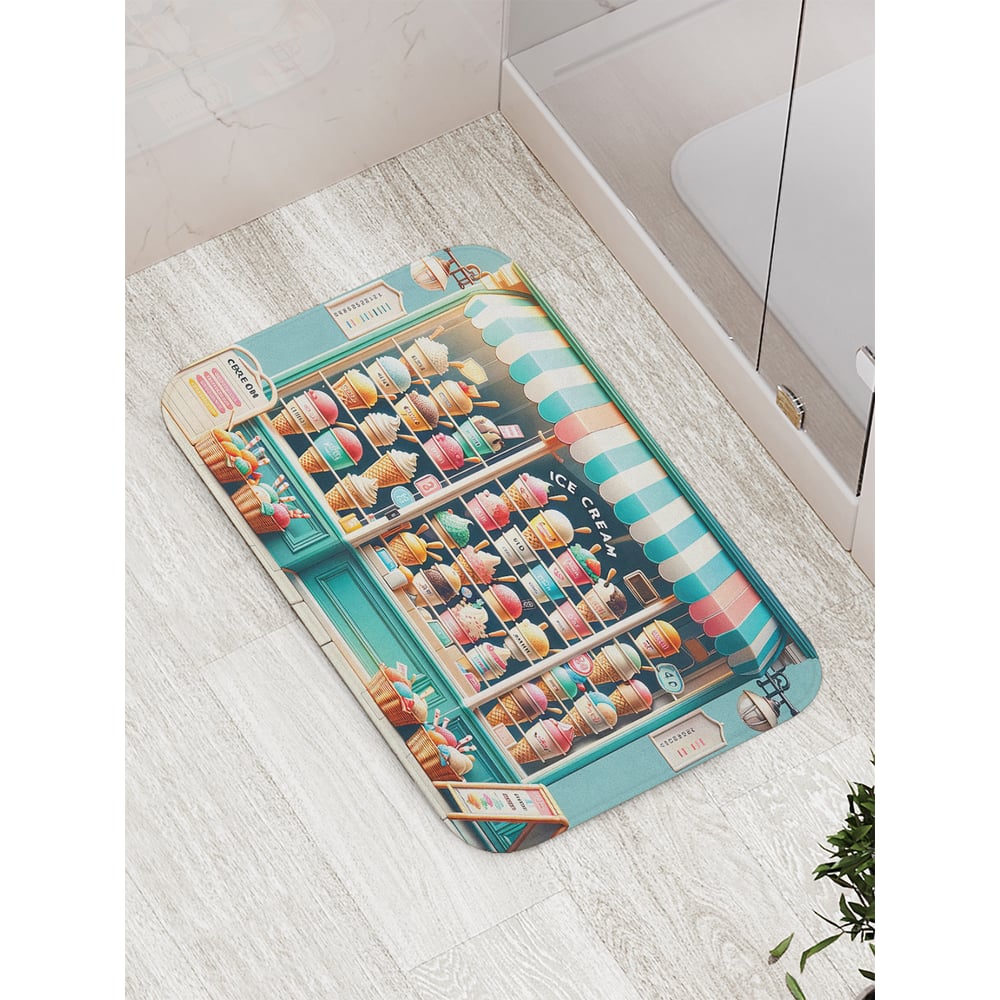 Коврик для ванной комнаты и туалета противоскользящий JoyArty "Лавка с мороженым" 52x77 см bath ...