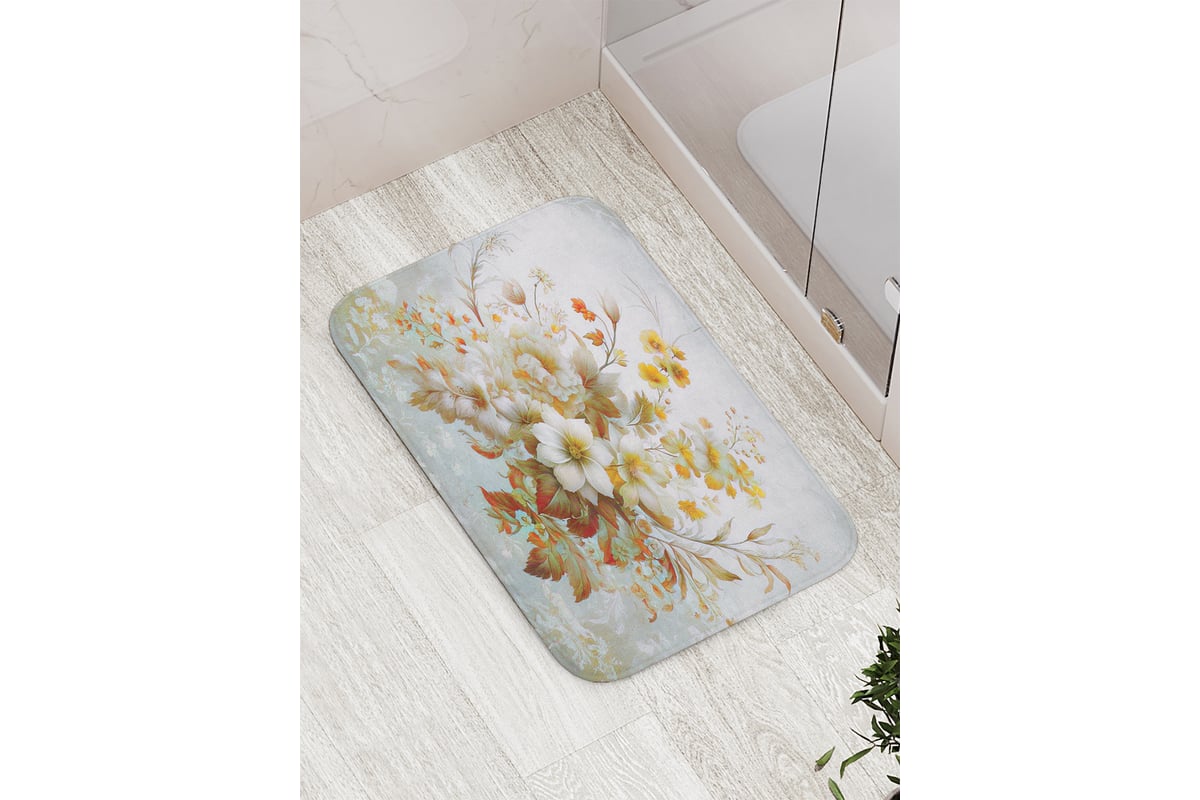 Коврик для ванной комнаты и туалета противоскользящий JoyArty "Осенний букет" 52x77 см bath ...