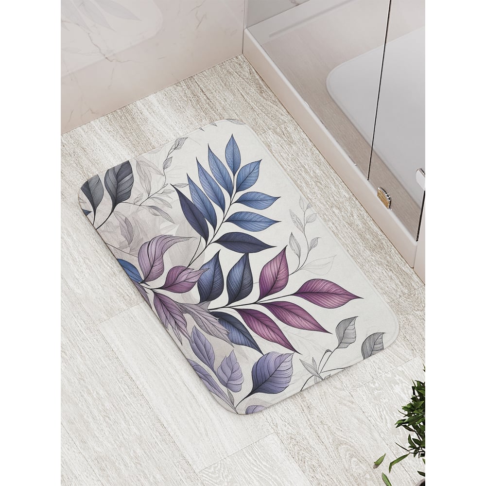 Коврик для ванной комнаты и туалета противоскользящий JoyArty "Листья бледные" 52x77 см bath ...
