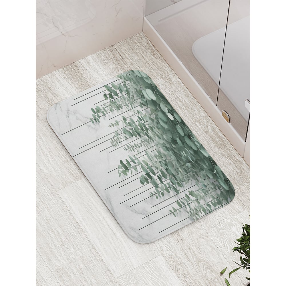 Коврик для ванной комнаты и туалета противоскользящий JoyArty "Мраморный эвкалипт" 52x77 см bath ...