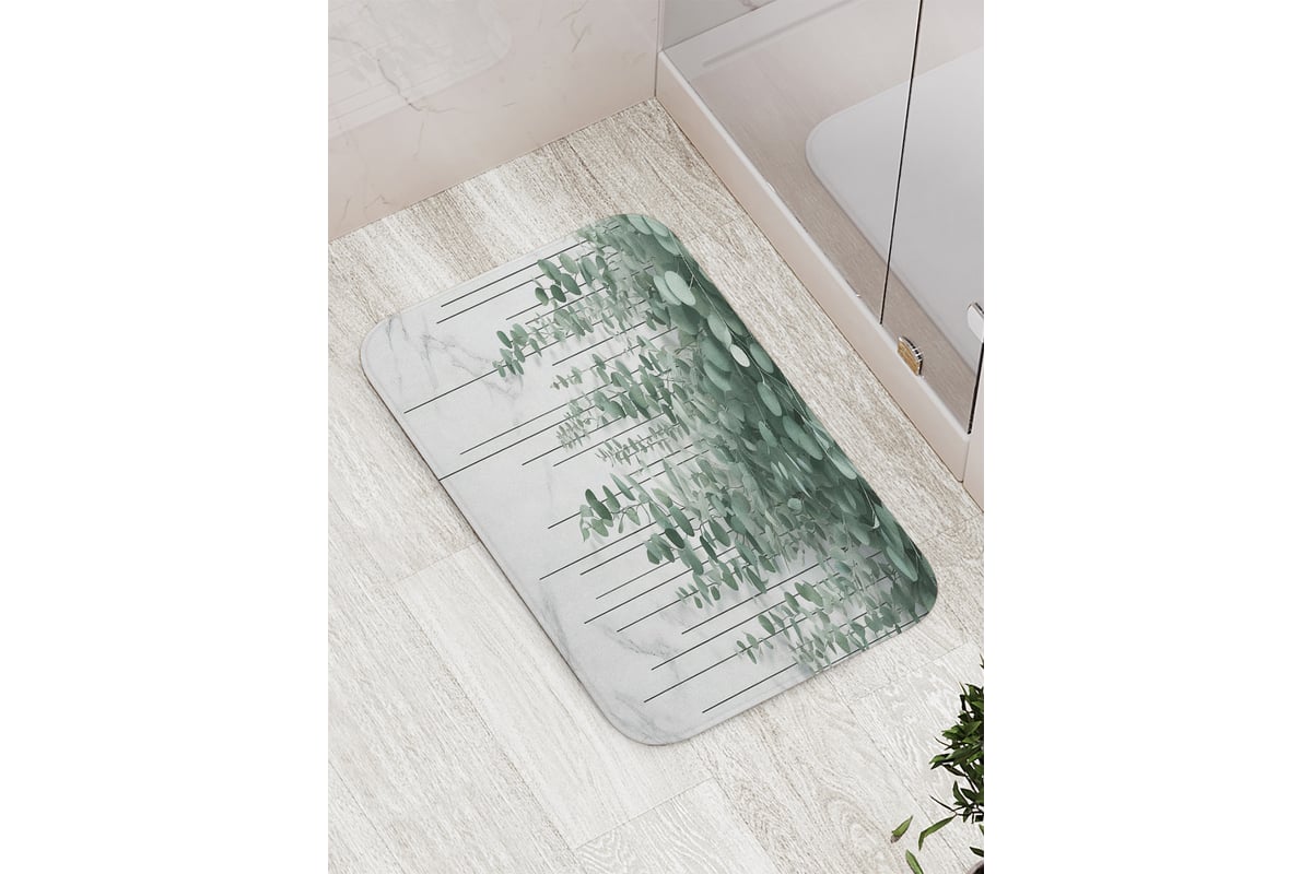 Коврик для ванной комнаты и туалета противоскользящий JoyArty "Мраморный эвкалипт" 52x77 см bath ...