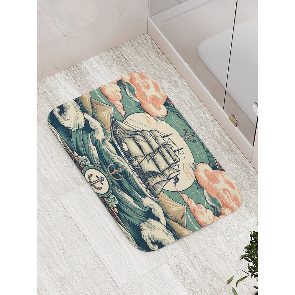 Коврик для ванной комнаты и туалета противоскользящий JoyArty "Корабль в пути" 52x77 см bath ...