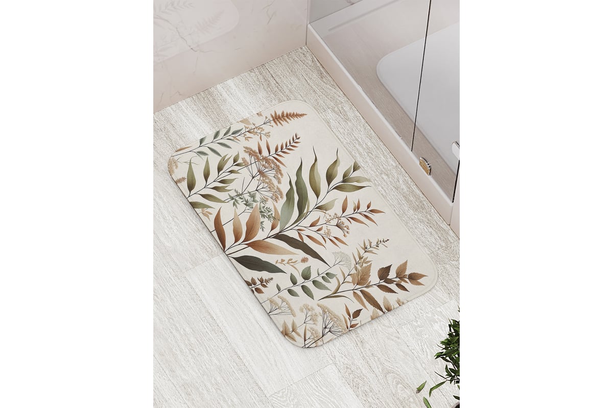 Коврик для ванной комнаты и туалета противоскользящий JoyArty "Трава луговая" 52x77 см bath ...