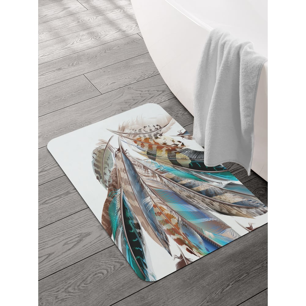 Коврик для ванной и туалета JOYARTY 58x38 см Декоративные перья sbmrec_20238_58x38 - выгодная ...