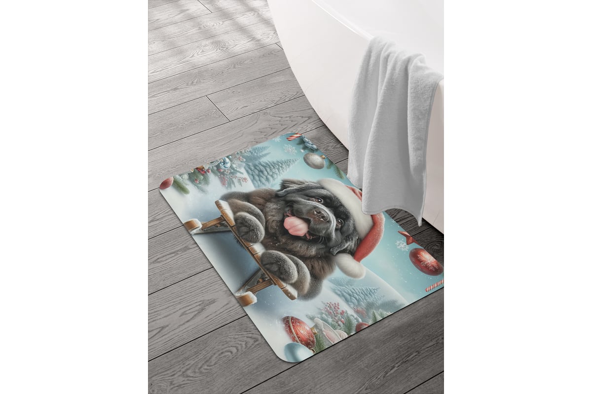 Коврик для ванной и туалета JOYARTY Пес на санках 58x38 см, sbmrec_sd3867_58x38 - выгодная цена ...
