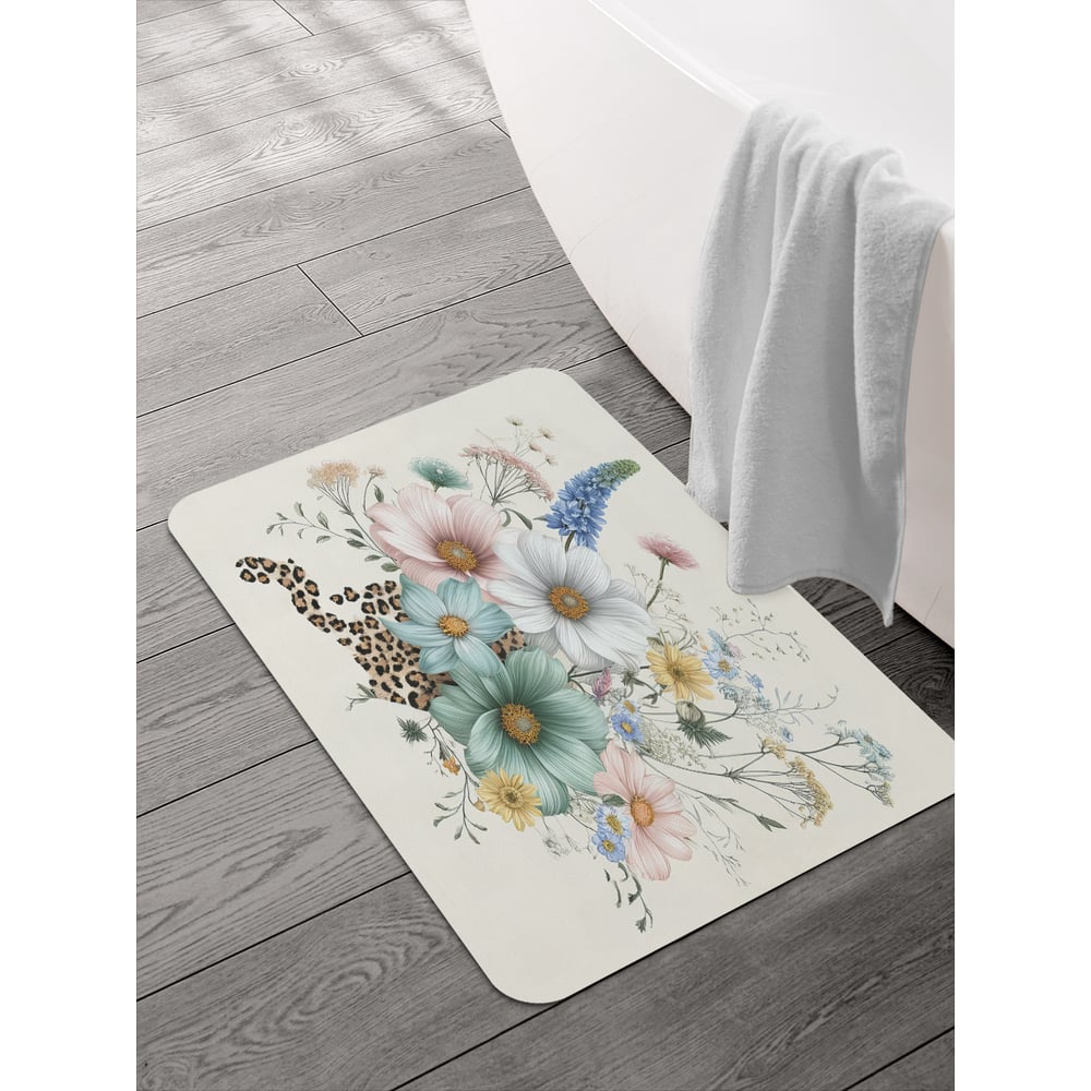 Коврик для ванной и туалета JOYARTY Полевой букет 58x38 см, sbmrec_sd3546_58x38 - выгодная цена ...
