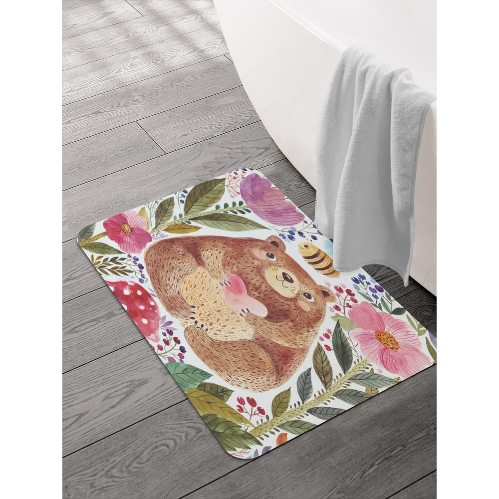 Коврик для ванной и туалета JOYARTY 58x38 см Медведь в цветах sbmrec_14555_58x38 - выгодная цена ...