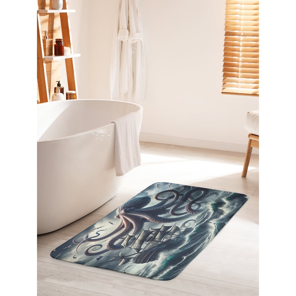 Коврик для ванной комнаты и туалета противоскользящий JOYARTY Гигант осьминог 60x100 см bath ...