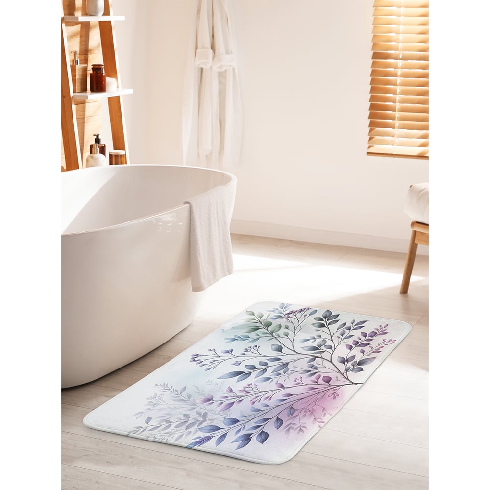 Коврик для ванной комнаты и туалета противоскользящий JOYARTY Веточка бутонов 60x100 см bath ...