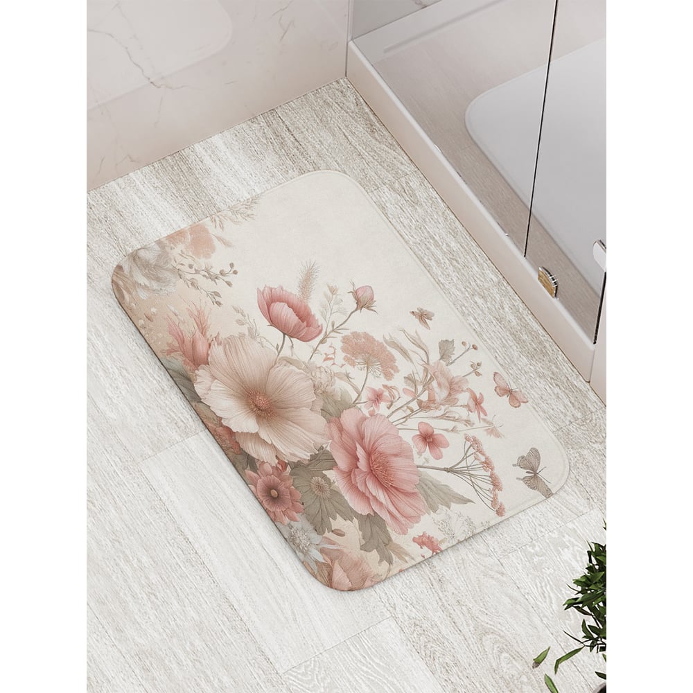 Коврик для ванной комнаты и туалета противоскользящий JOYARTY Ботаника 52x77 см bath_sd3502 ...