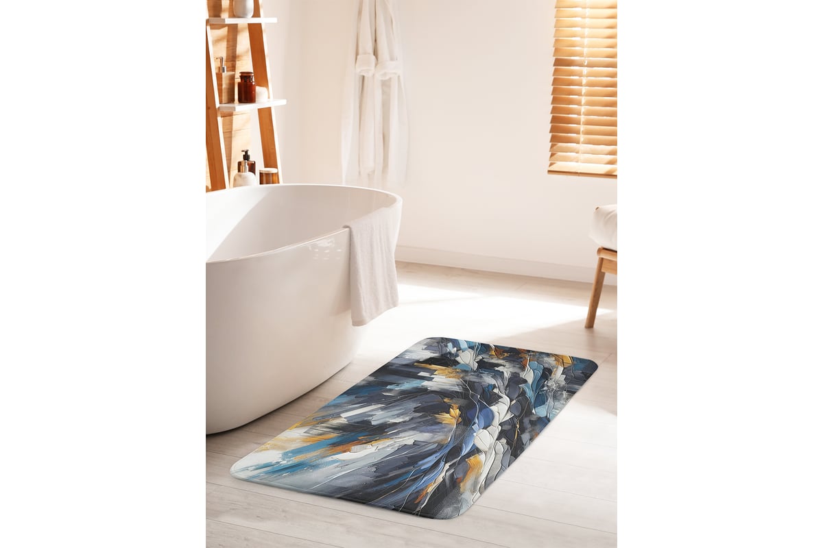 Коврик для ванной комнаты и туалета противоскользящий JOYARTY Акварель кистью 60x100 см bath ...