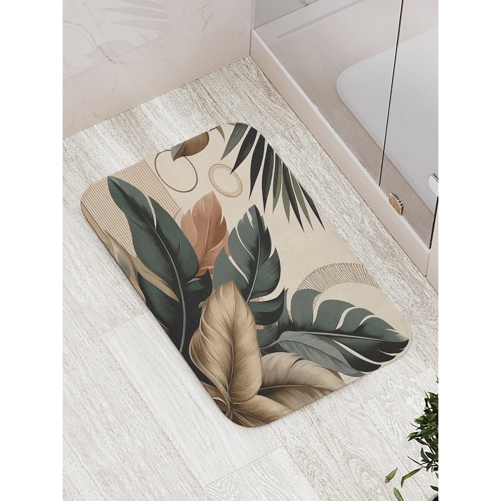 Коврик для ванной комнаты и туалета противоскользящий JOYARTY Банановые листья 52x77 см bath ...