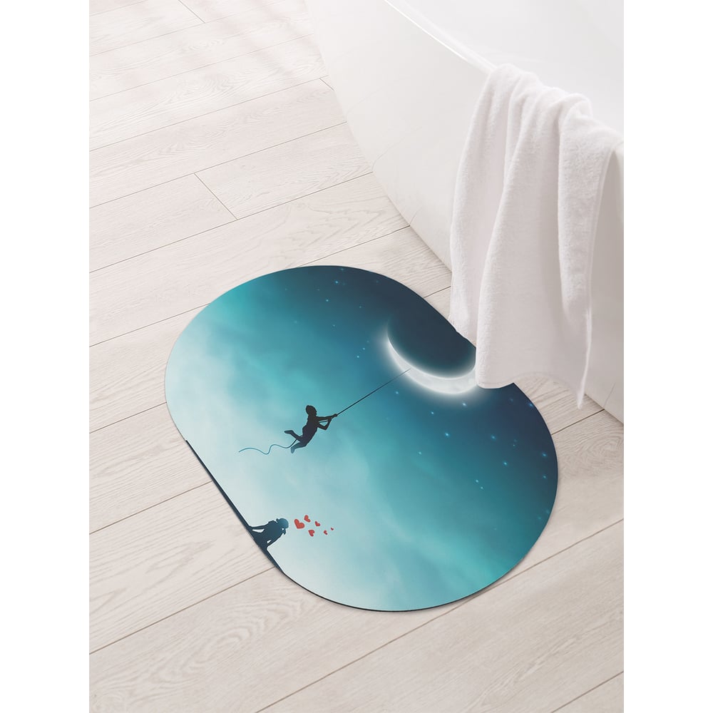 Коврик для ванной и туалета овальный противоскользящий JOYARTY Романтический подвиг 58x38 см ...
