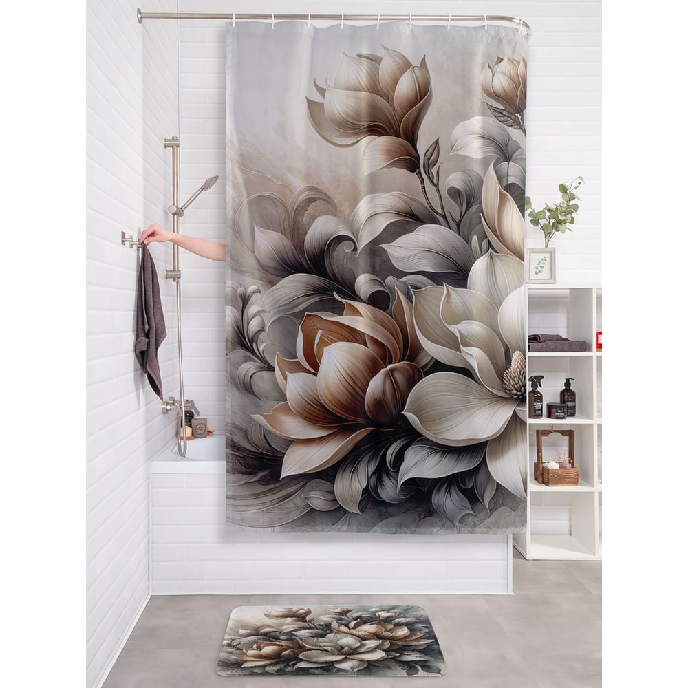 Штора занавеска для ванной тканевая JOYARTY Золотая магнолия 180x200 см, sc_sd3485 - выгодная ...