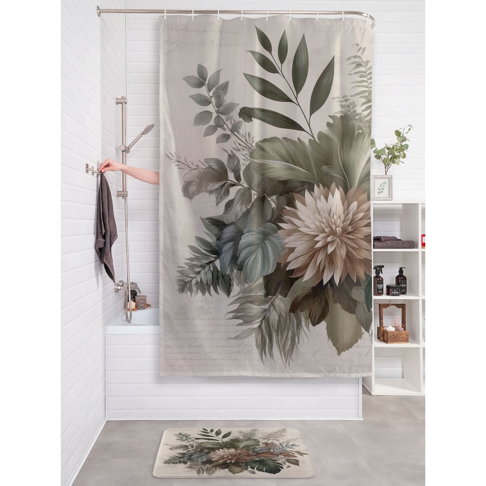 Штора занавеска для ванной тканевая JOYARTY Винтажные цветы 180x200 см, sc_sd3553 - выгодная ...