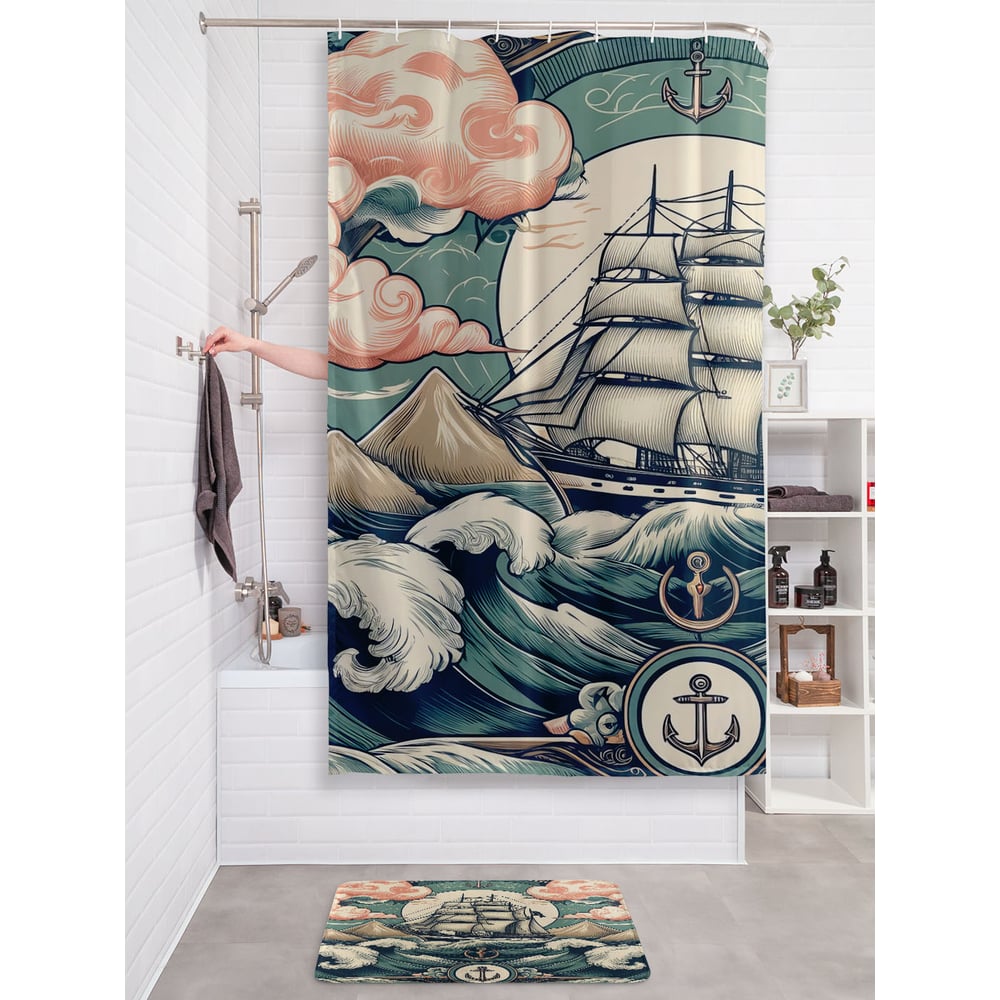 Штора занавеска для ванной тканевая JOYARTY Корабль в пути 180x200 см, sc_sd3484 - выгодная цена ...