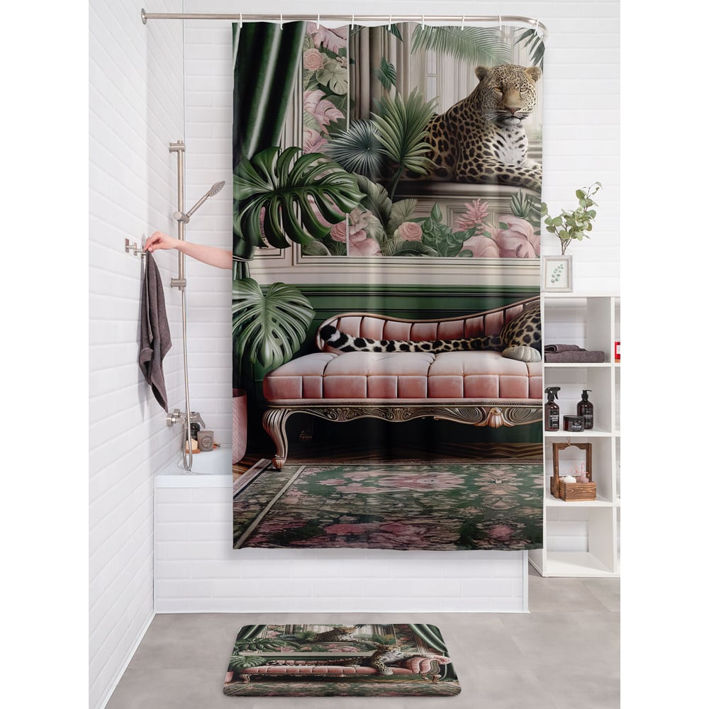 Штора для ванной тканевая JOYARTY "Леопард" 180x200 см sc_sd3538 - выгодная цена, отзывы ...