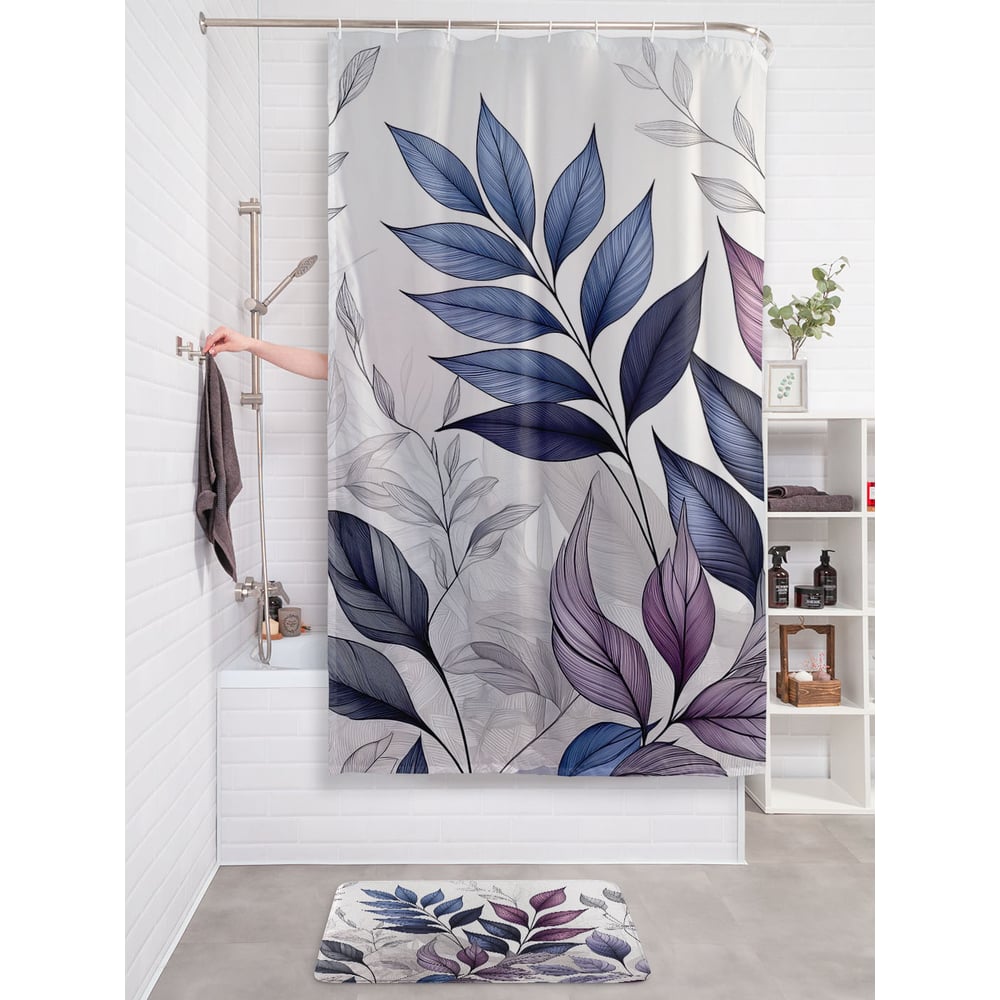 Штора для ванной тканевая JOYARTY "Листья бледные" 180x200 см sc_sd3505 - выгодная цена, отзывы ...