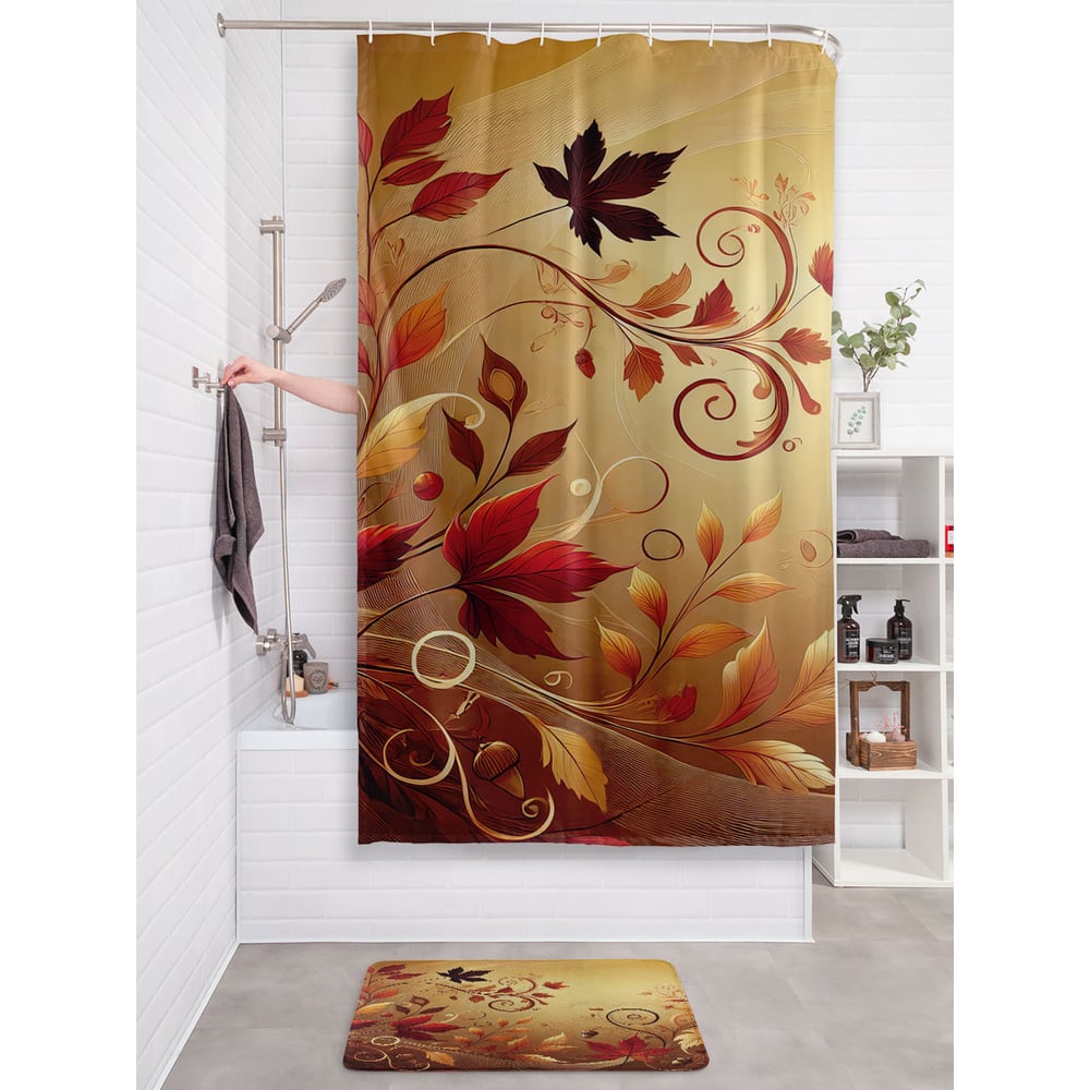 Штора для ванной тканевая JOYARTY "Листья на ветру" 180x200 см sc_sd4008 - выгодная цена, отзывы ...
