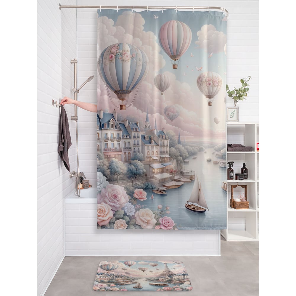 Штора для ванной тканевая JOYARTY "Нежный Париж" 180x200 см sc_sd3554 - выгодная цена, отзывы ...