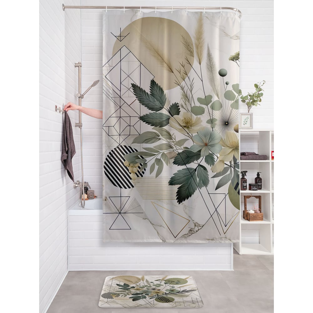 Штора для ванной тканевая JOYARTY "Природа графики" 180x200 см sc_sd3516 - выгодная цена, отзывы ...