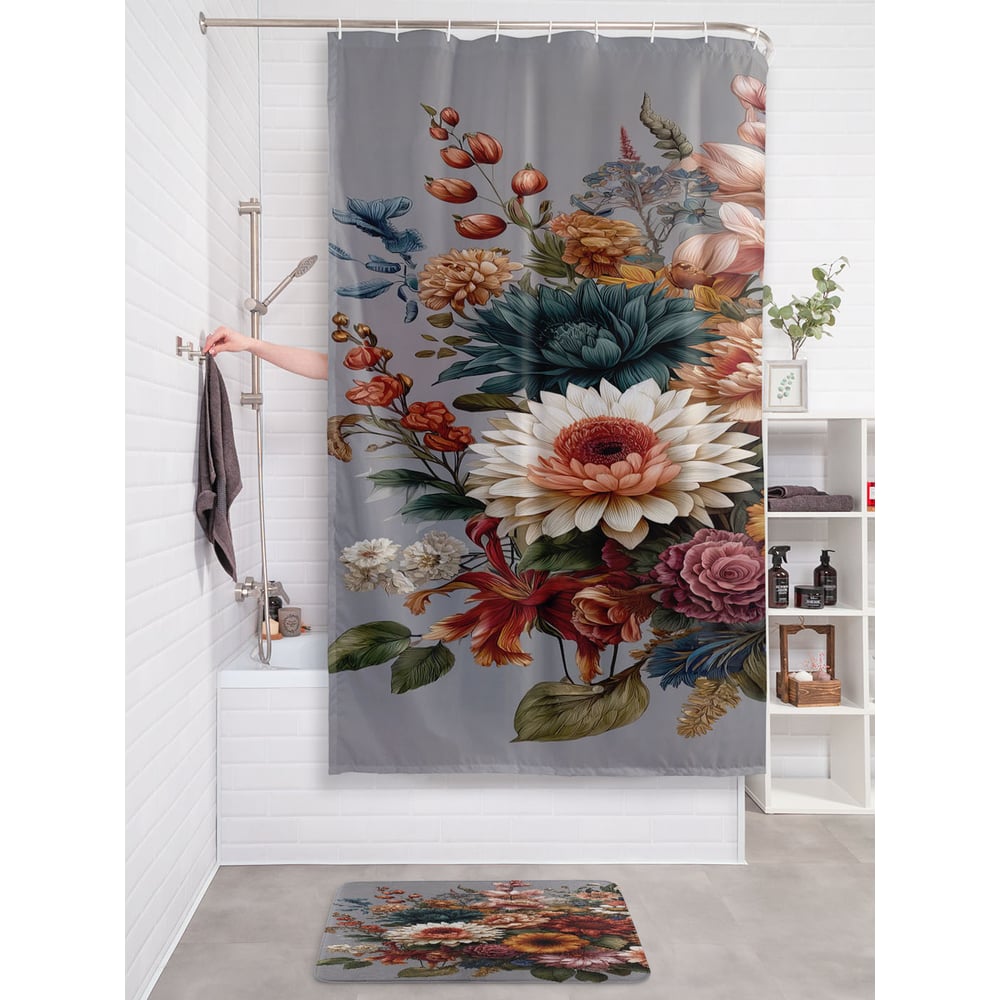 Штора занавеска для ванной тканевая JOYARTY "Сухоцветы осени" 180x200 см, sc_sd3419 - выгодная ...