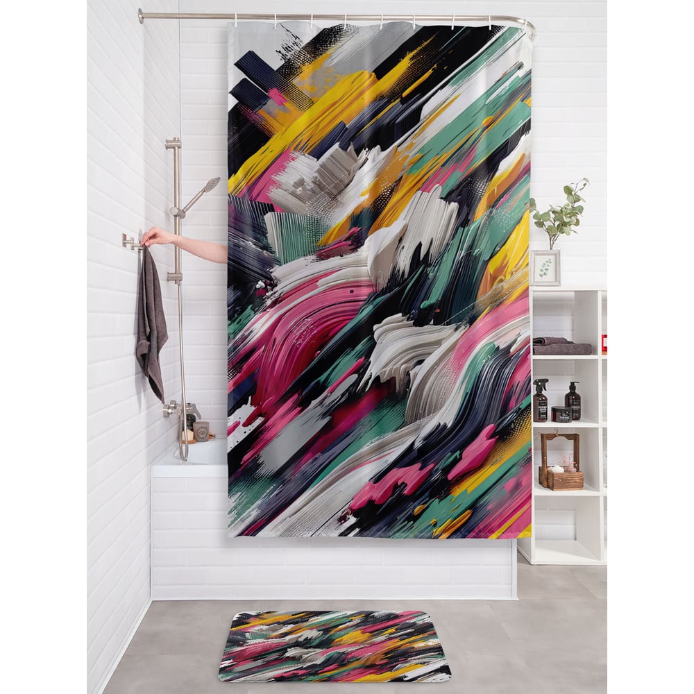 Штора занавеска для ванной тканевая JOYARTY "Творчество" 180x200 см, sc_sd3521 - выгодная цена ...