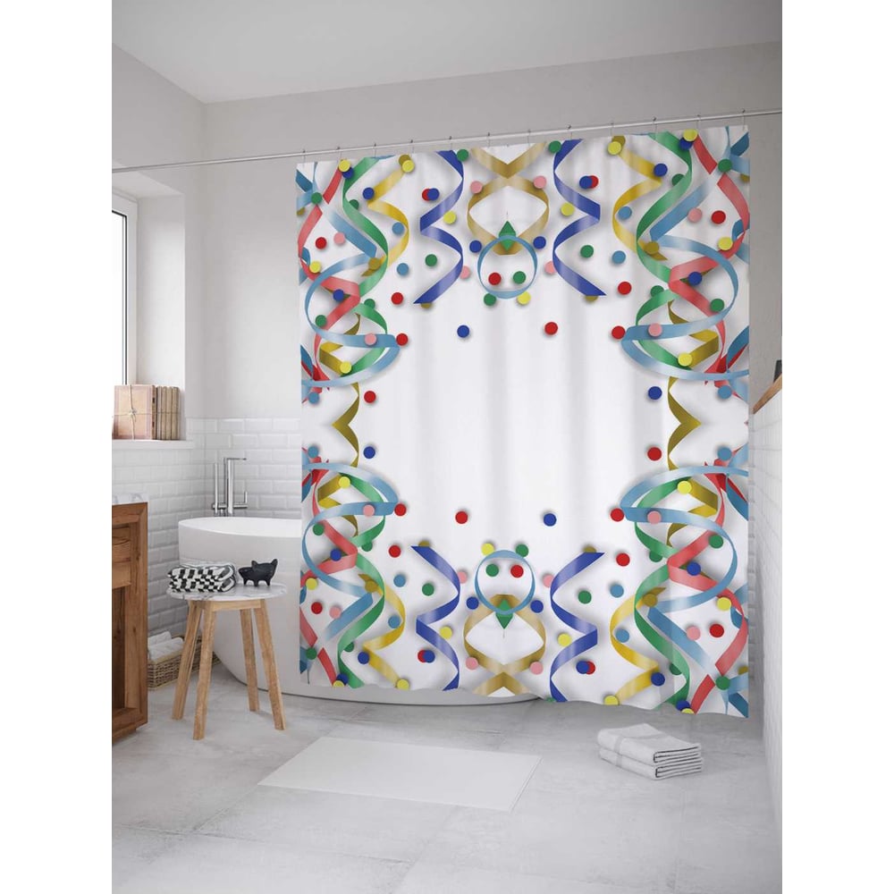 Штора (занавеска) для ванной JoyArty "Просто и красиво" из сатена, 180х200 см sc_378899 ...