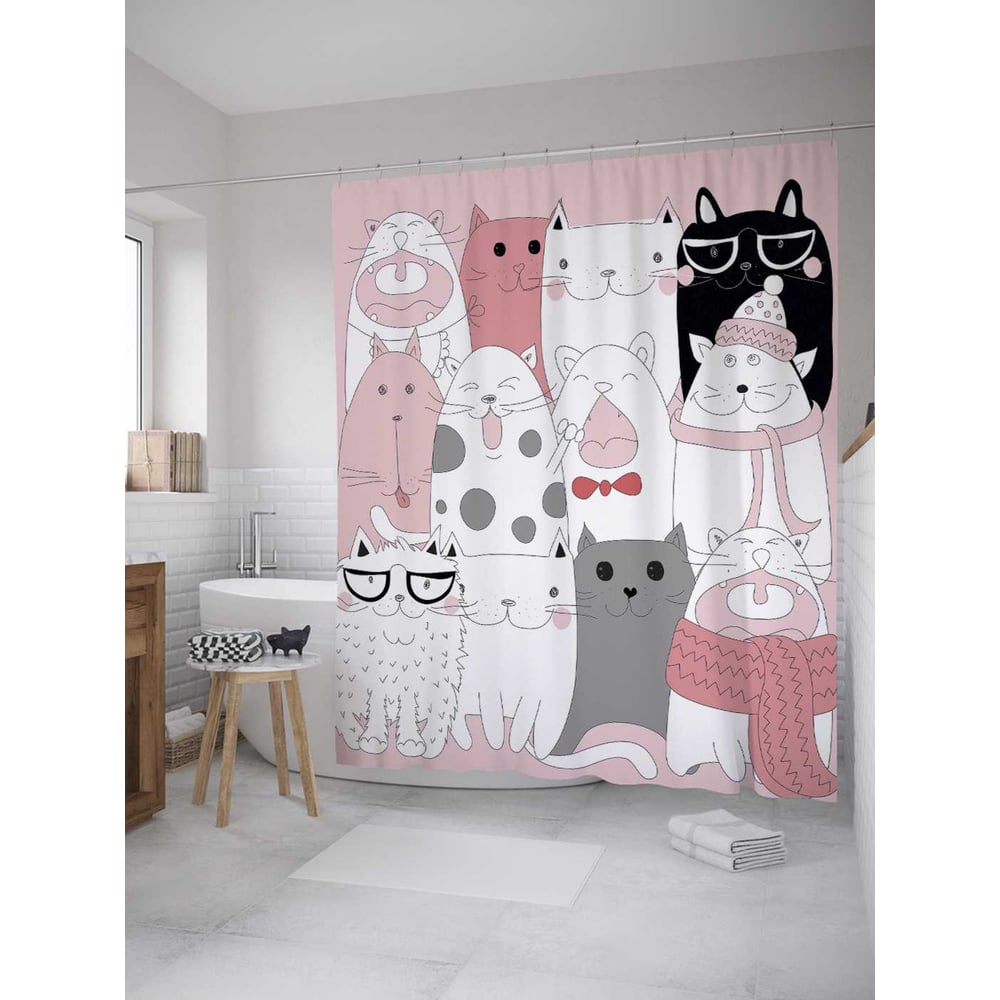 Штора (занавеска) для ванной JoyArty из сатена, 180х200 см с крючками, sc_34018 - выгодная цена ...