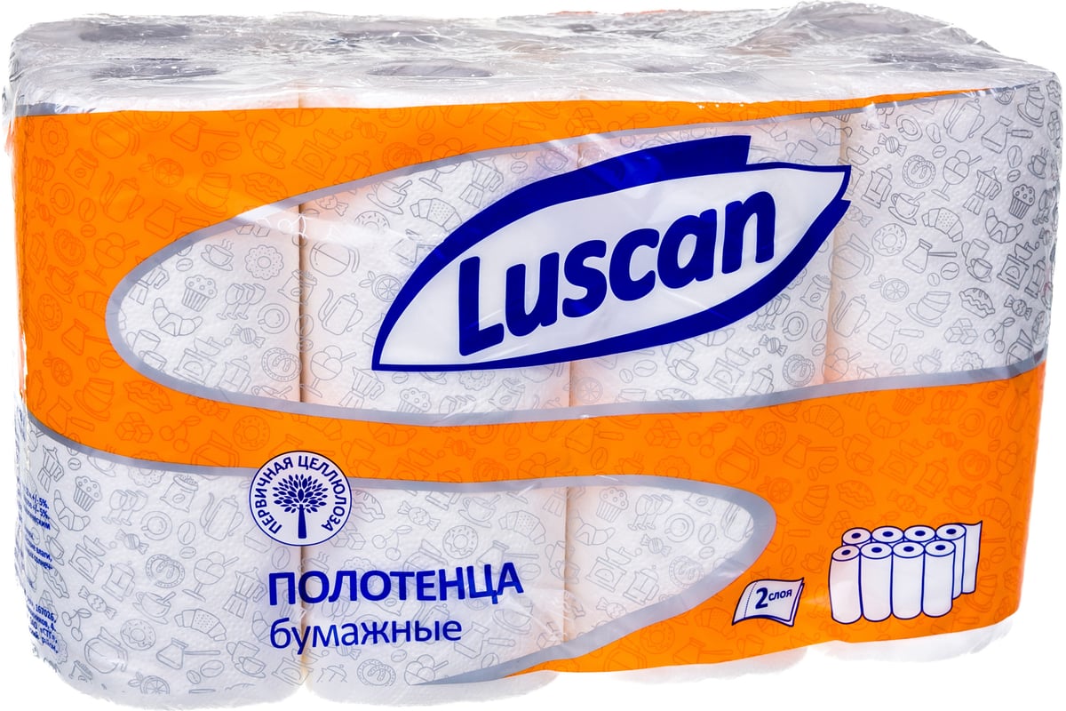 Бумажные полотенца Luscan 2 слоя, белые, 8 рулонов по 12 метров 1178130 - выгодная цена, отзывы ...