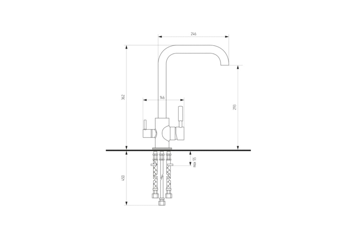 Смеситель для кухни ULGRAN U-019 цвет: антрацит U-019-343 - выгодная цена, отзывы ...