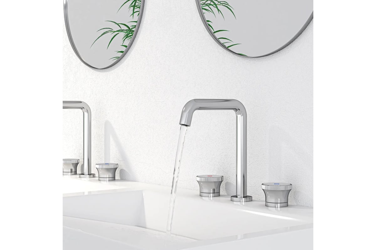 Смеситель для раковины TESKA Norma Shine на 3 отверстия, хром E2506 ...