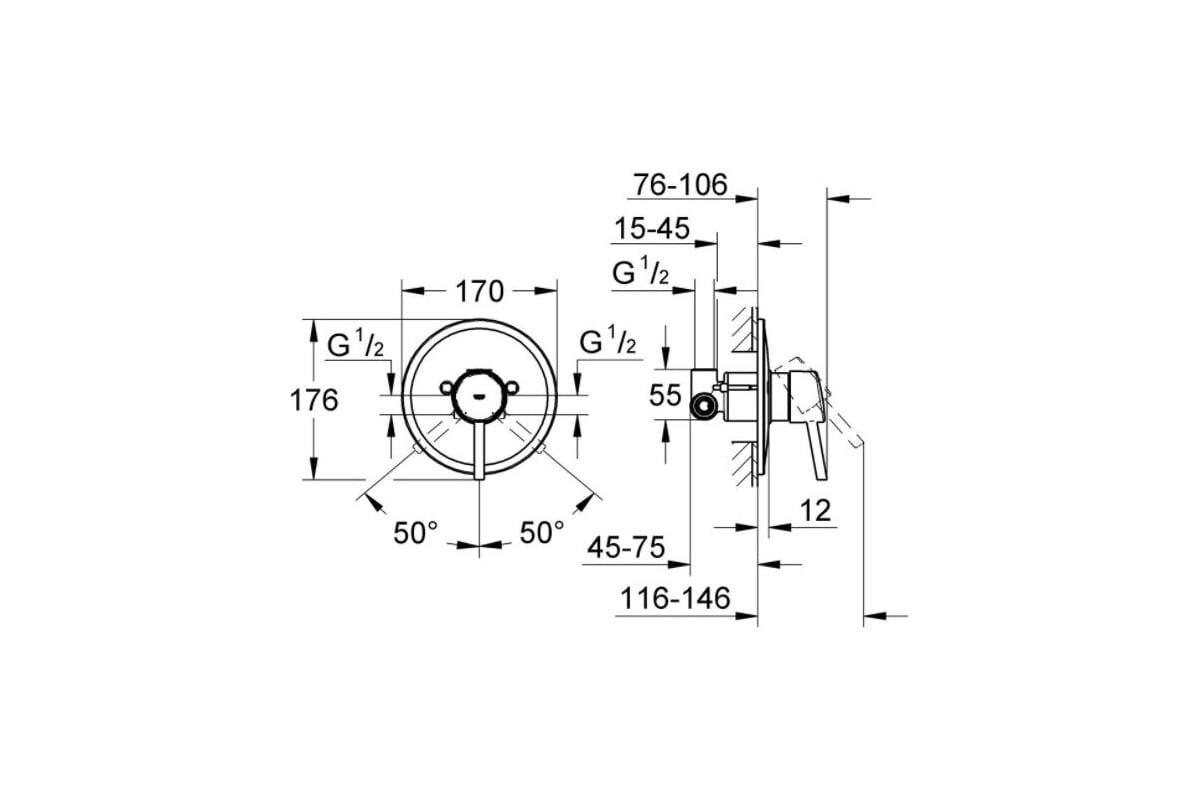 Встраиваемый смеситель для душа GROHE Concetto New 32213001 - выгодная ...