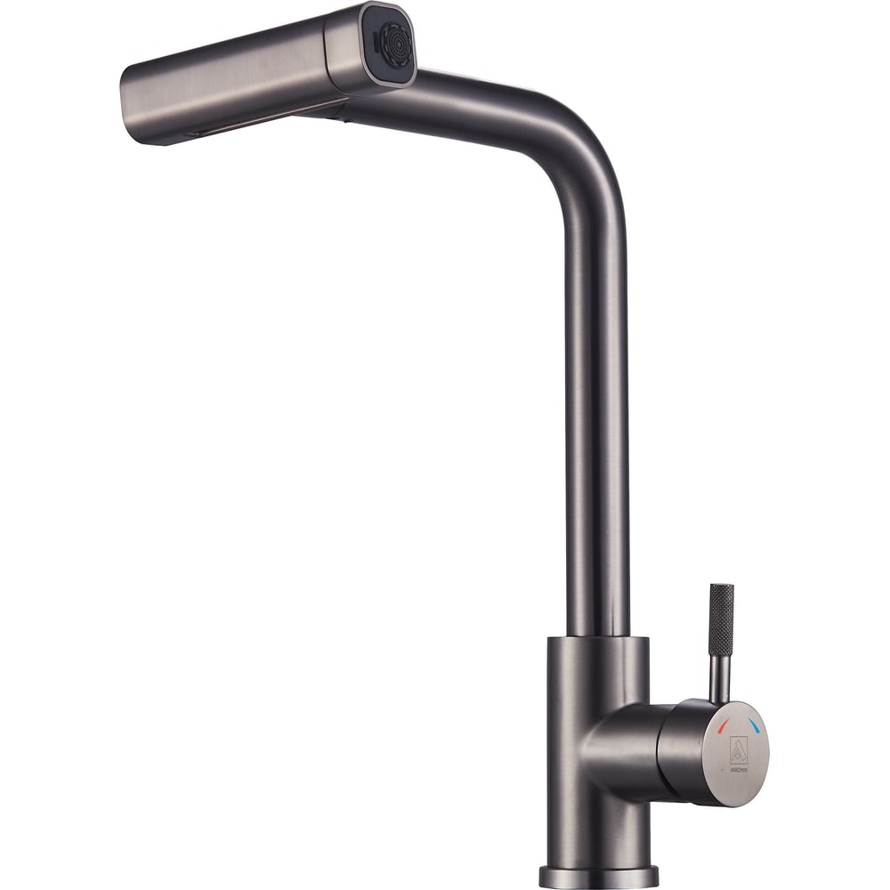 Смеситель для кухни ARGOTECH SOLID с вытяжной лейкой, оруж. сталь, 3 ф-ии (поворот), d-35 нерж ...