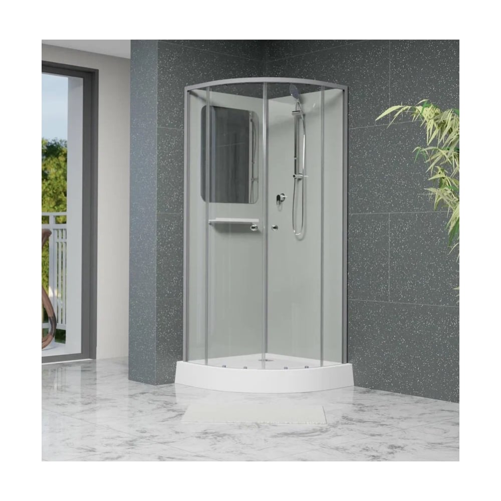 Душевая кабина RGW 80*80*200 AN-208 Полукруг/Мат.хром/Прозрачное/5 мм (3 уп.) 381320888-12 ...