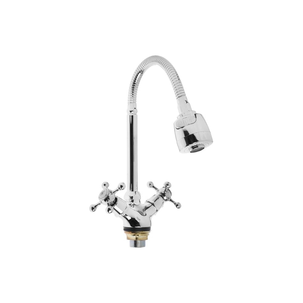 Смеситель для кухни ZEIN Z25120101 гибкий излив, кран-букса латунь 1/2 ...