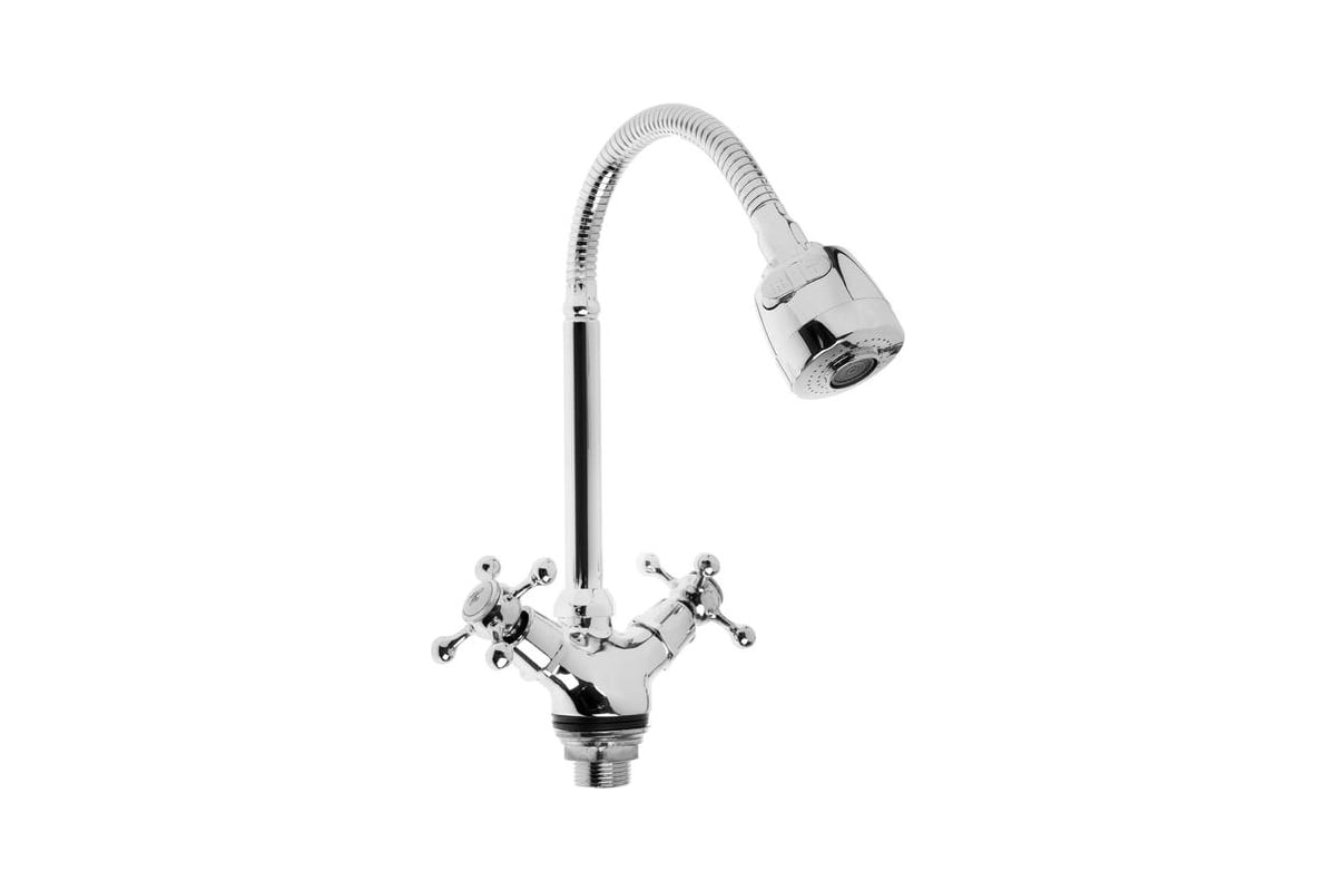 Смеситель для кухни ZEIN Z25120101 гибкий излив, кран-букса латунь 1/2 ...