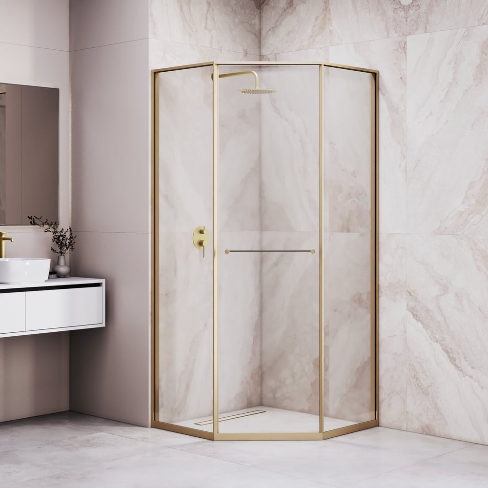 Душевой уголок RGW 80*120*200 SV-82-Gb L Трапеция/Золото браш/Прозрачное/8 мм 33328282-16L ...