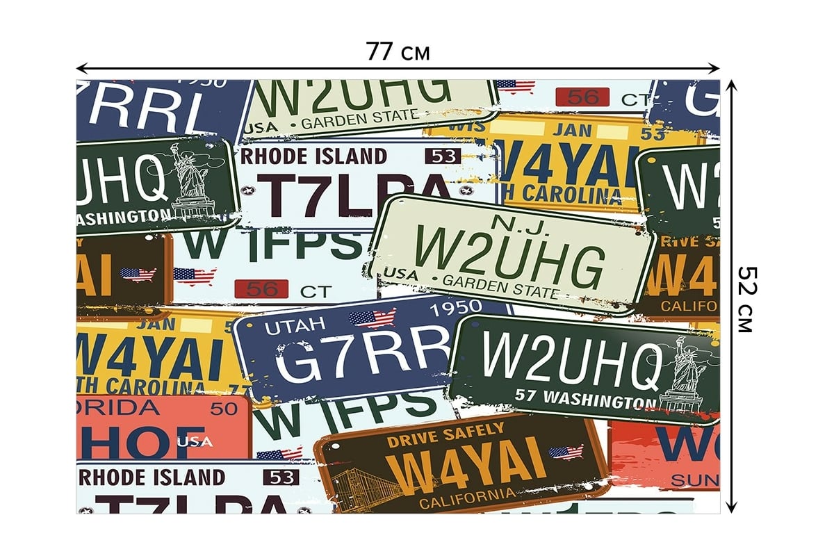 Коврик противоскользящий JoyArty "Номерные знаки" для ванной, сауны, бассейна, bath_13155 ...