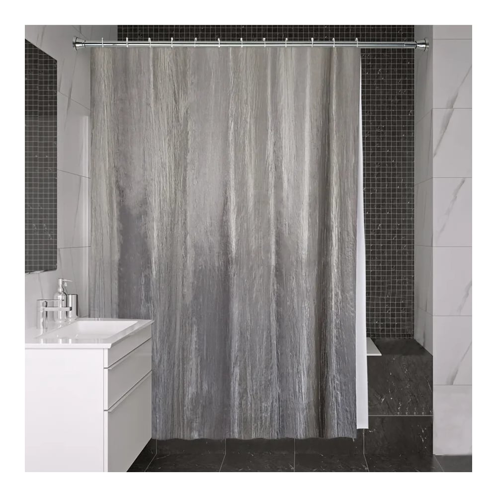 Штора для ванной комнаты Bath Plus Органза двухслойная, 180х200, серый ...