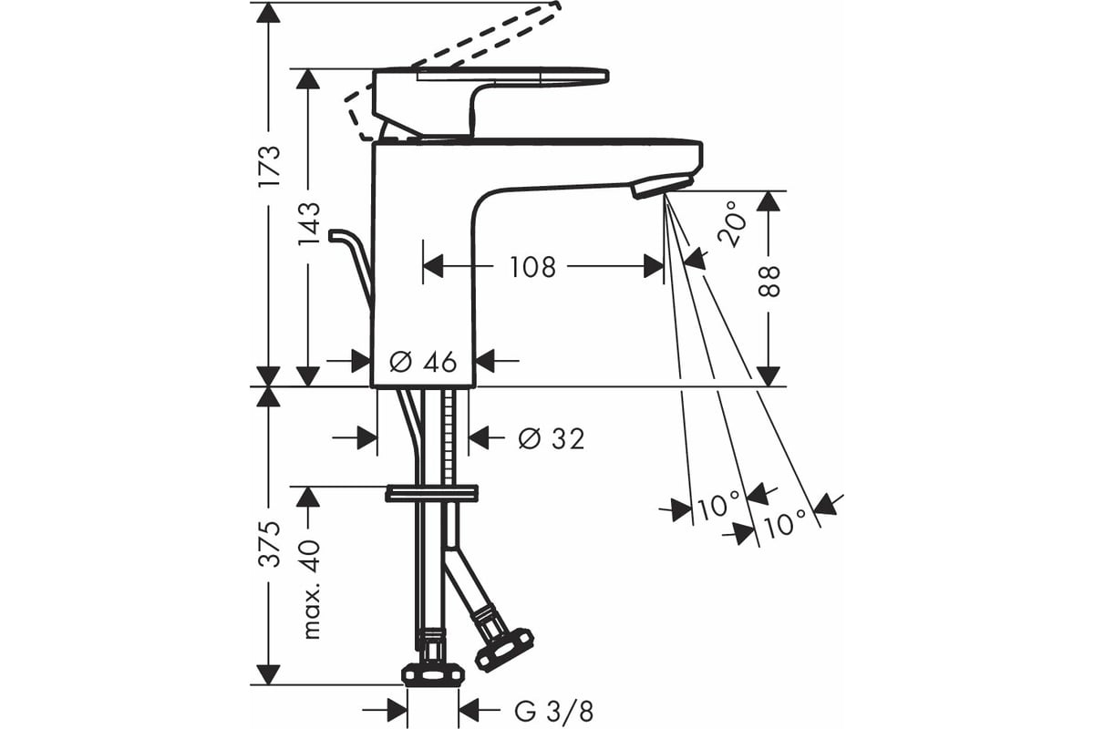 Смеситель для раковины Hansgrohe Vernis Blend 100, со сливным ...