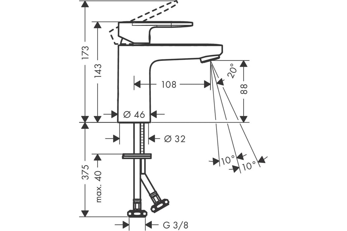 Смеситель для раковины Hansgrohe Vernis Blend 100, без сливного набора ...