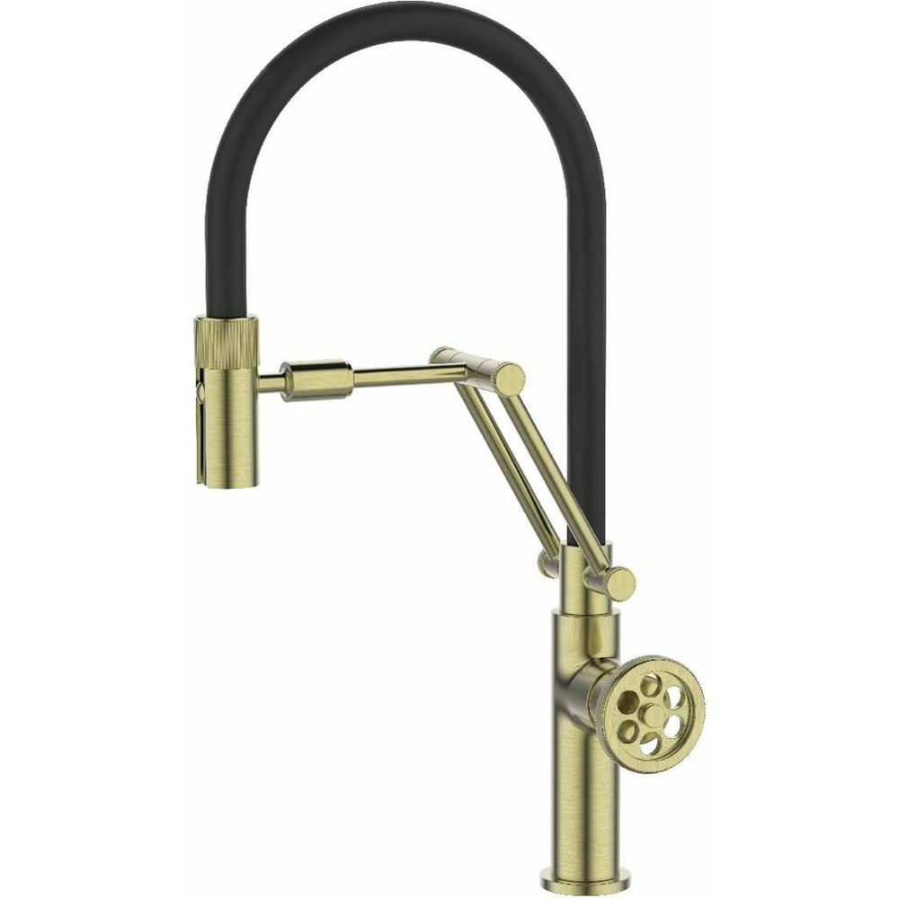 Смеситель для кухни IDDIS Grange с гибким изливом, матовое золото ...