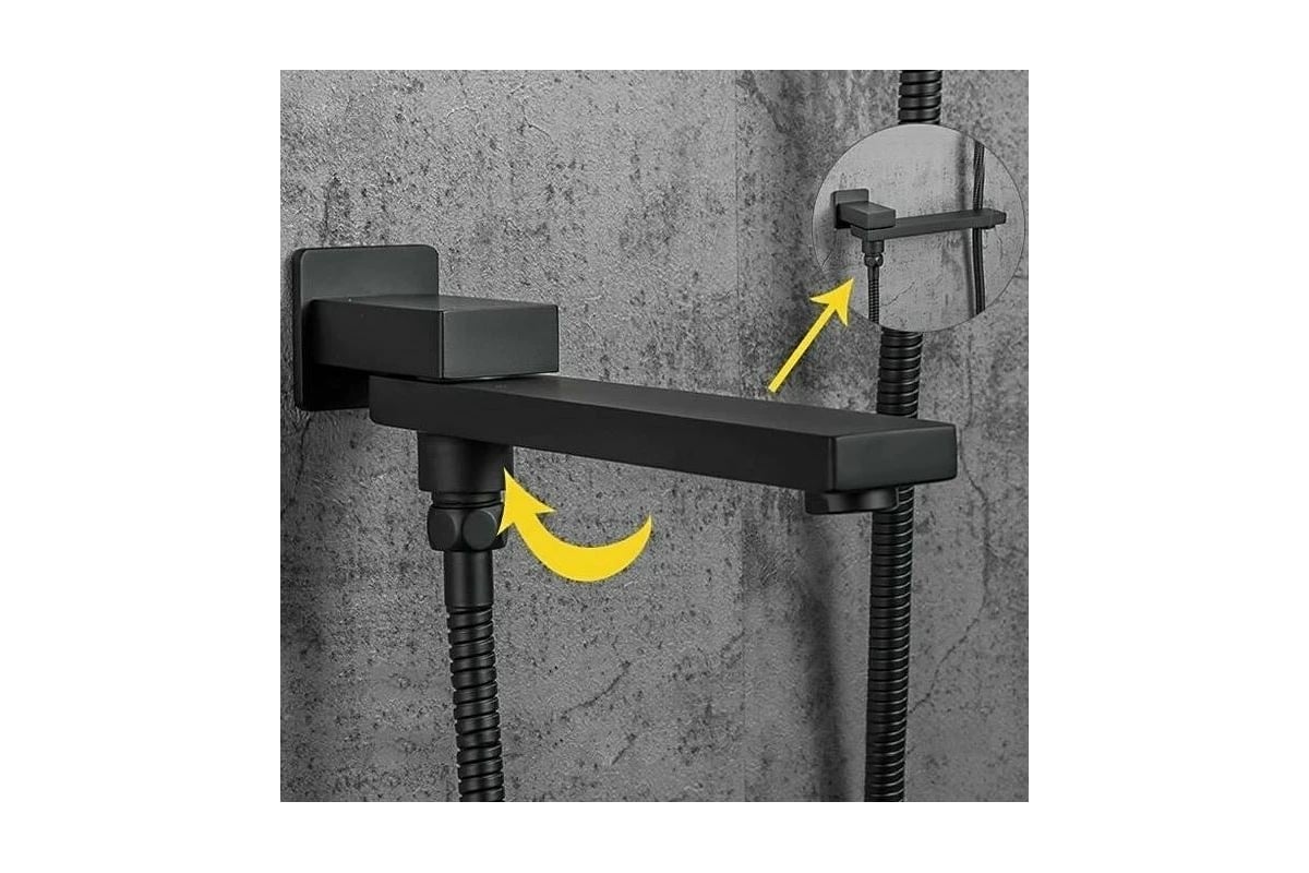 Душевая система Gappo 35к G7117-6 лейка "Тропический душ" встраиваемая, черный 545227 - выгодная ...