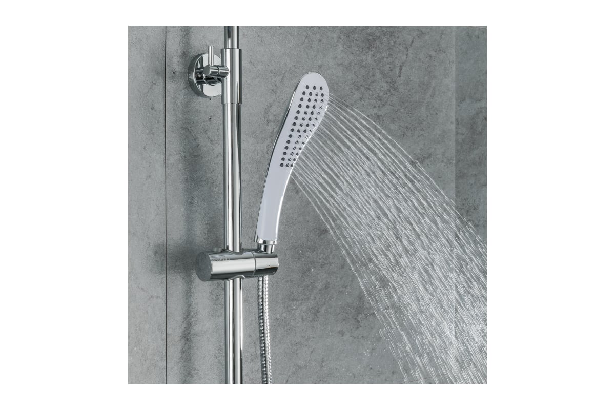 Душевая система Gappo 35к G2448-8 лейка "Тропический душ" каскадный излив, белый, хром 549382 ...