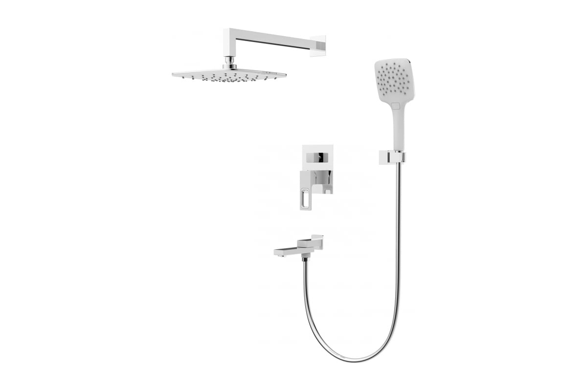 Душевая система Gappo 35к G7117-8 встраиваемая, лейка "Тропический душ" белый, хром 549419 ...